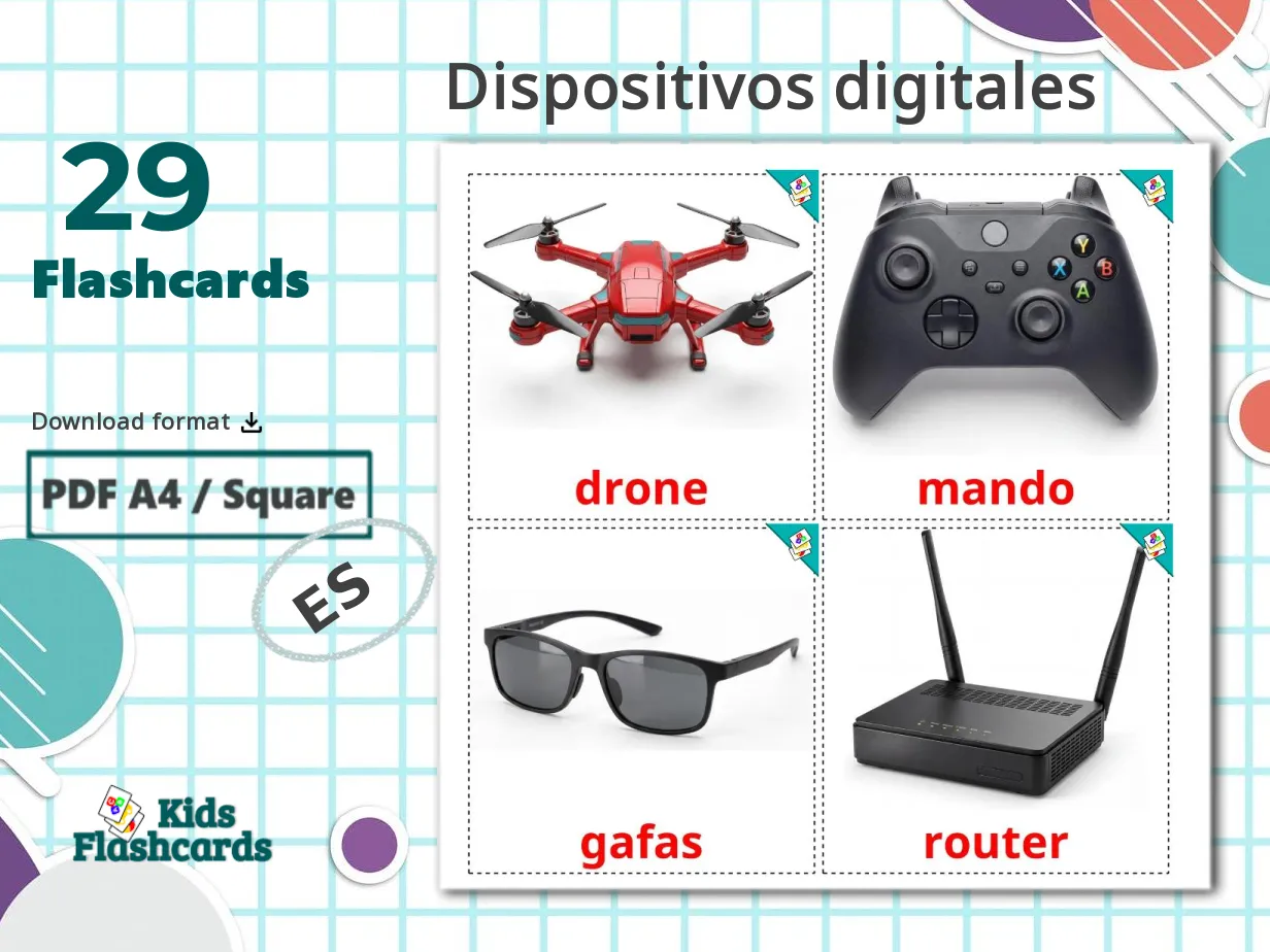 29 Printable Gadgets Flashcards in Spanish (Free PDF)