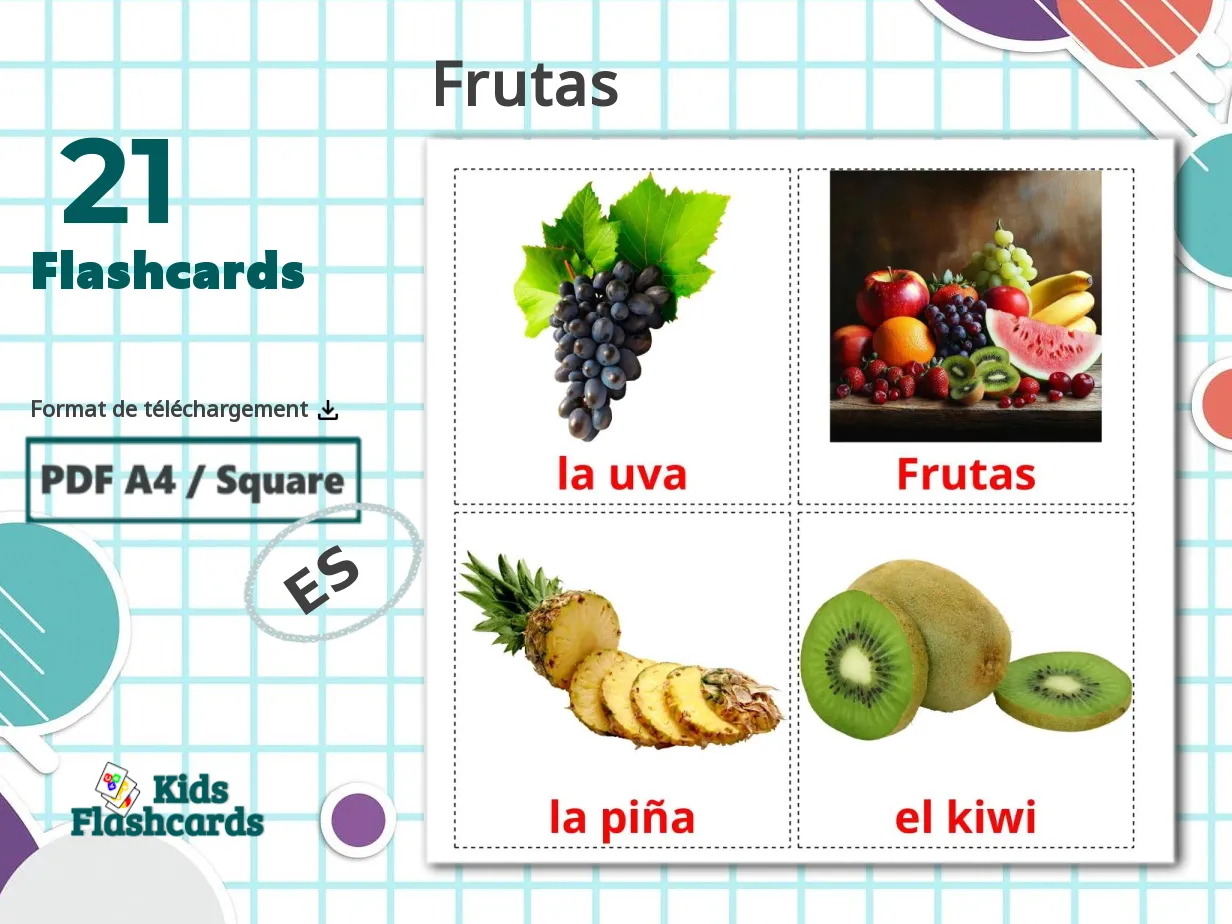 21 Cartes de Vocabulaire pour Enfants GRATUITES Les Fruits à Imprimer ...