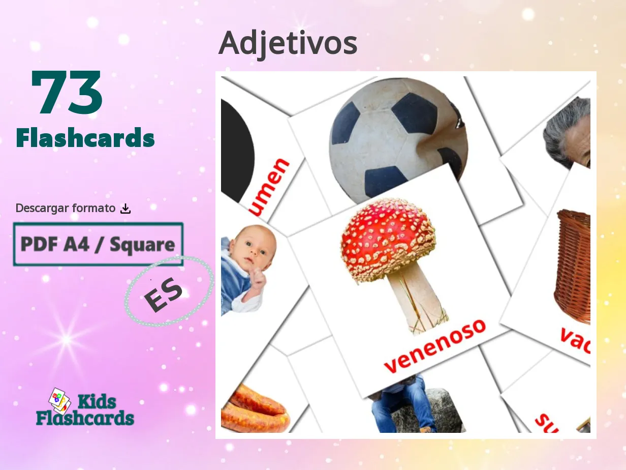 73 Tarjetas Didacticas de Adjetivos para Imprimir GRATIS en Español | PDFs