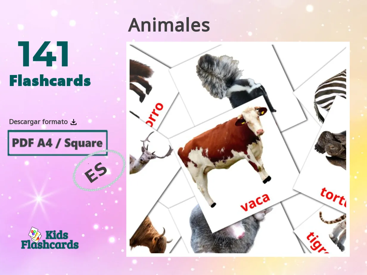 141 Tarjetas Didacticas de Animales para Imprimir GRATIS en Español | PDFs