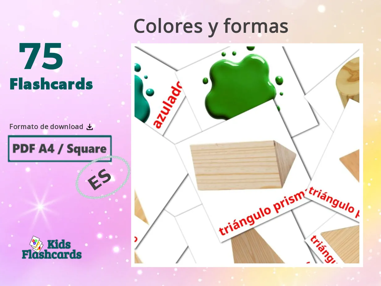 75 Flashcards de Cores e formas GRÁTIS em Espanhol | 4 PDFs imprimíveis