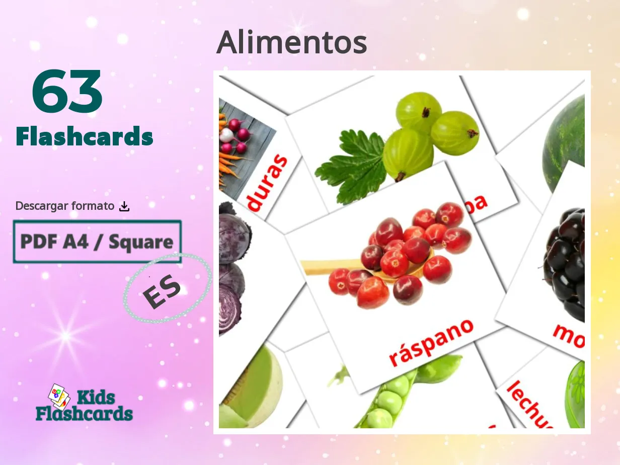 63 Tarjetas Didacticas de Alimentos para Imprimir GRATIS en Español | PDFs