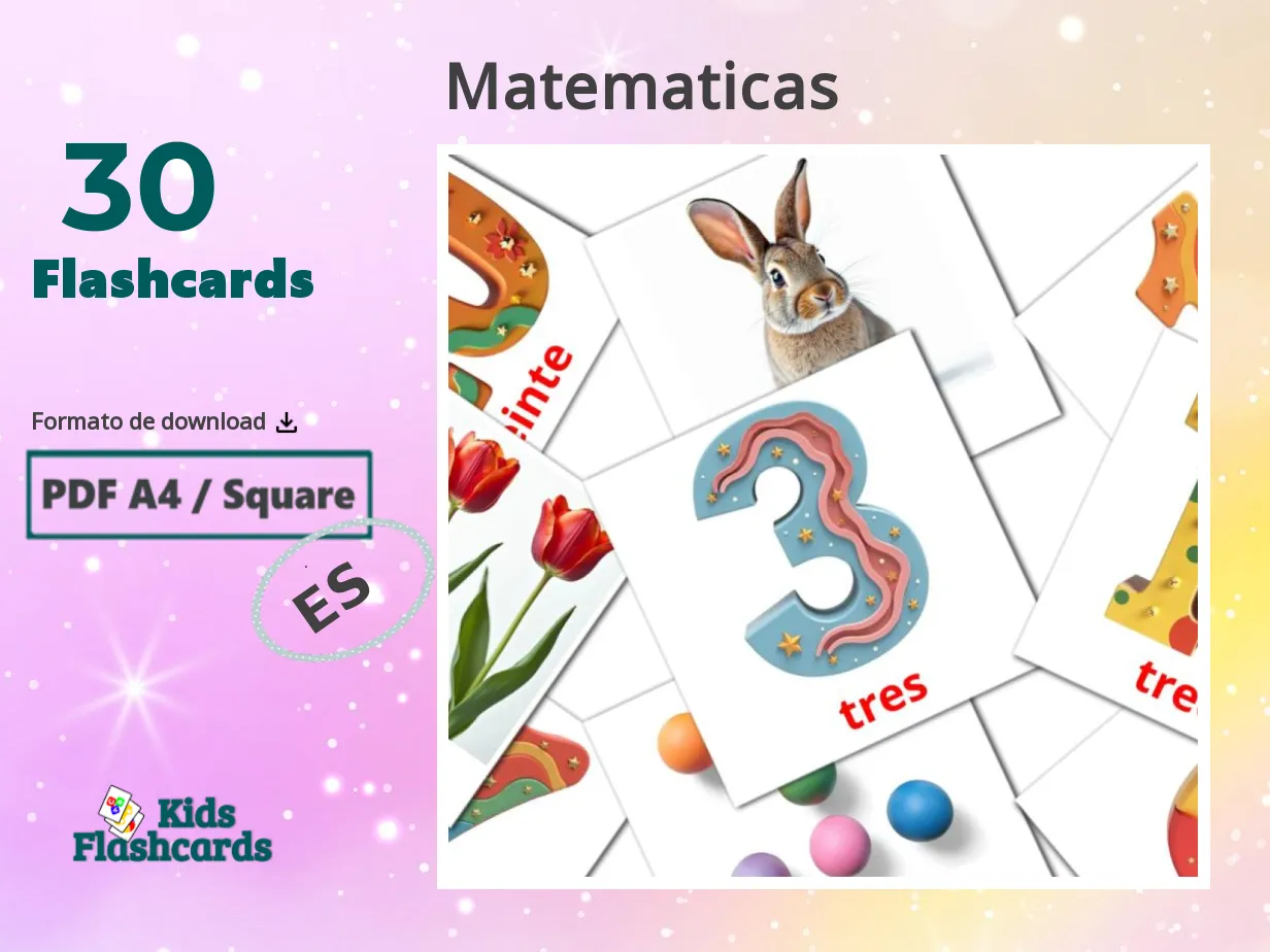 30 Flashcards de Matemática GRÁTIS em Espanhol | 4 PDFs imprimíveis