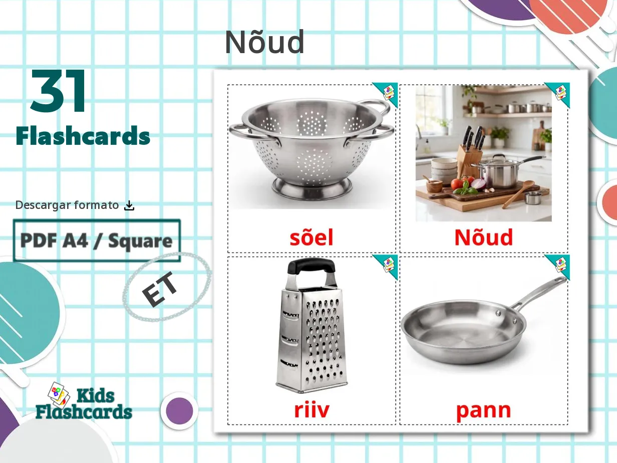 31 Tarjetas de Aprendizaje de Utensilios de cocina GRATIS en PDF ...