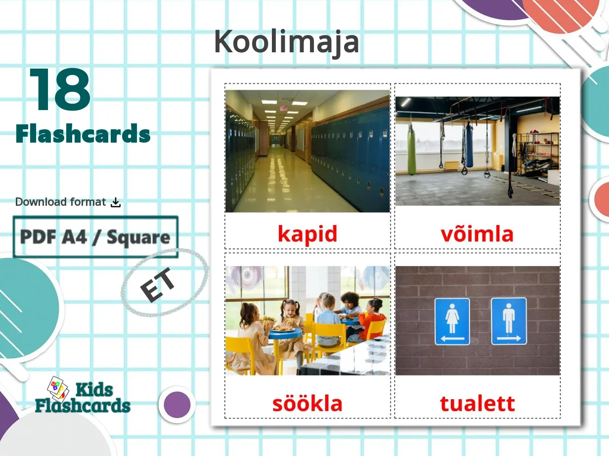 18 Printable School building Flashcards in Estonian (Free PDF)