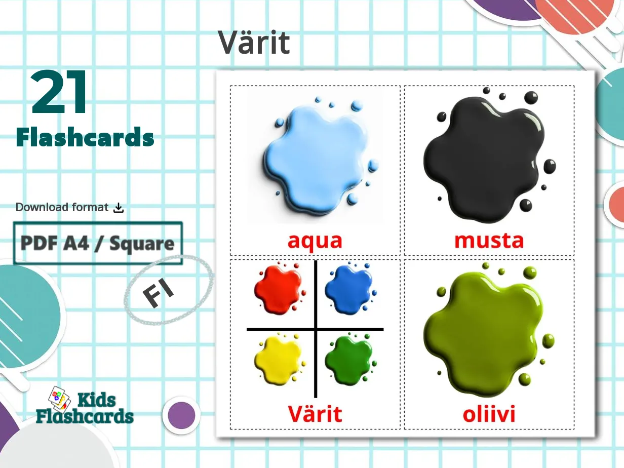 21 Printable Colors Flashcards in Finnish (Free PDF)