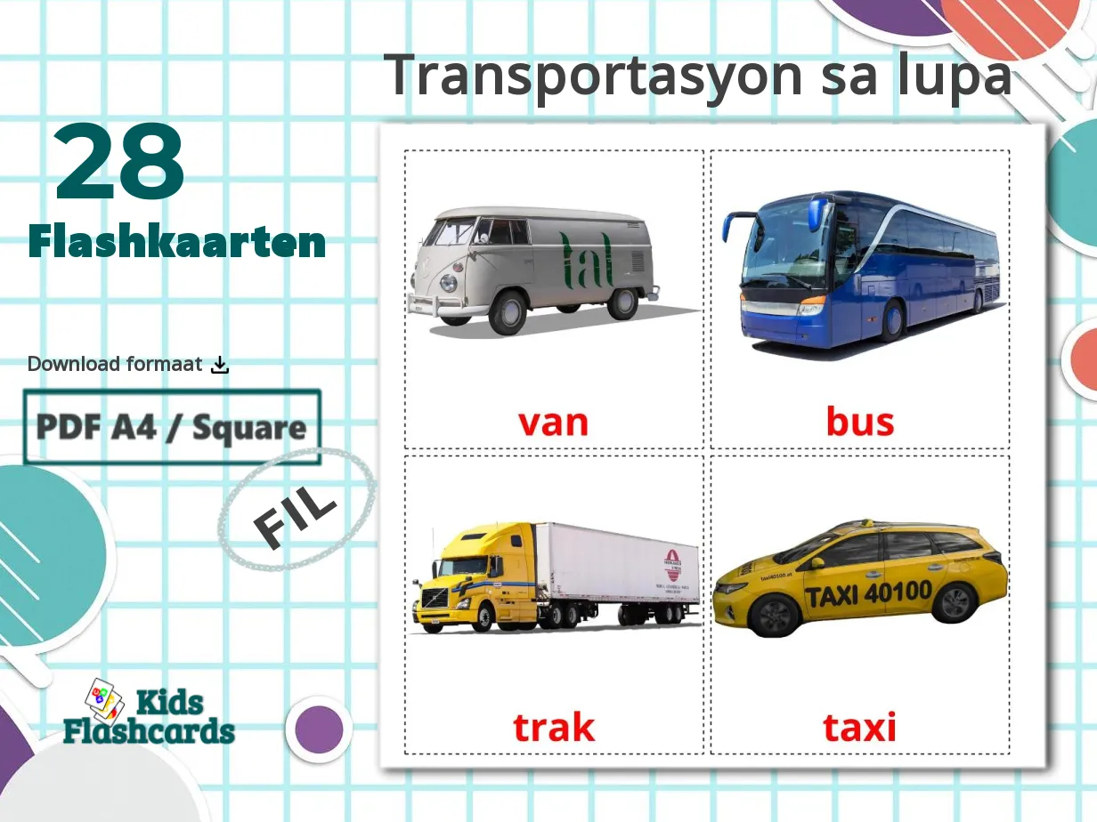 28 GRATIS Landvoertuigen Leerkaarten voor Kinderen in 4 PDF formaten ...