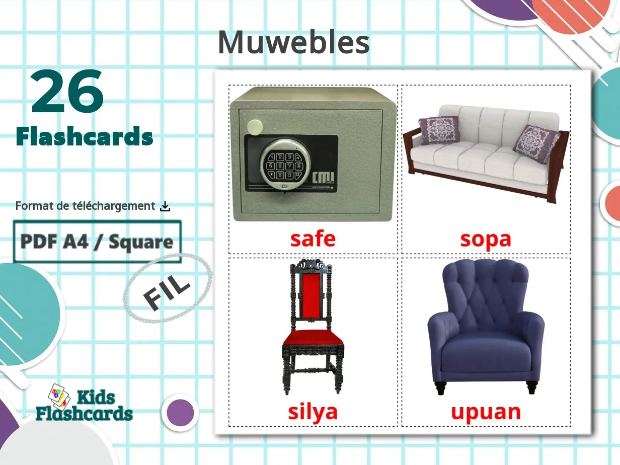 26 Cartes de Vocabulaire pour Enfants GRATUITES Les Meubles à Imprimer ...