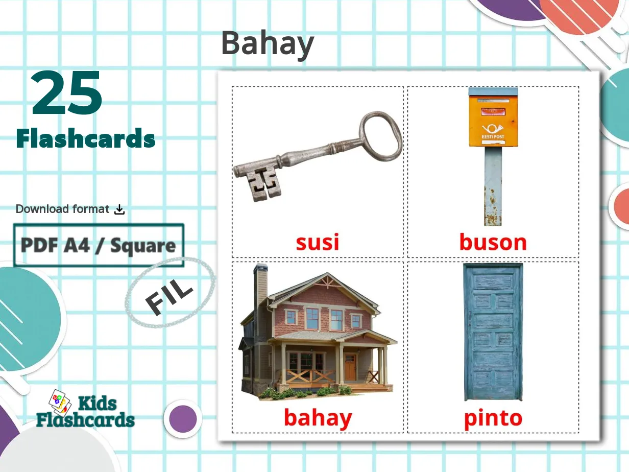 25 Printable House Flashcards in Filipino (Free PDF)