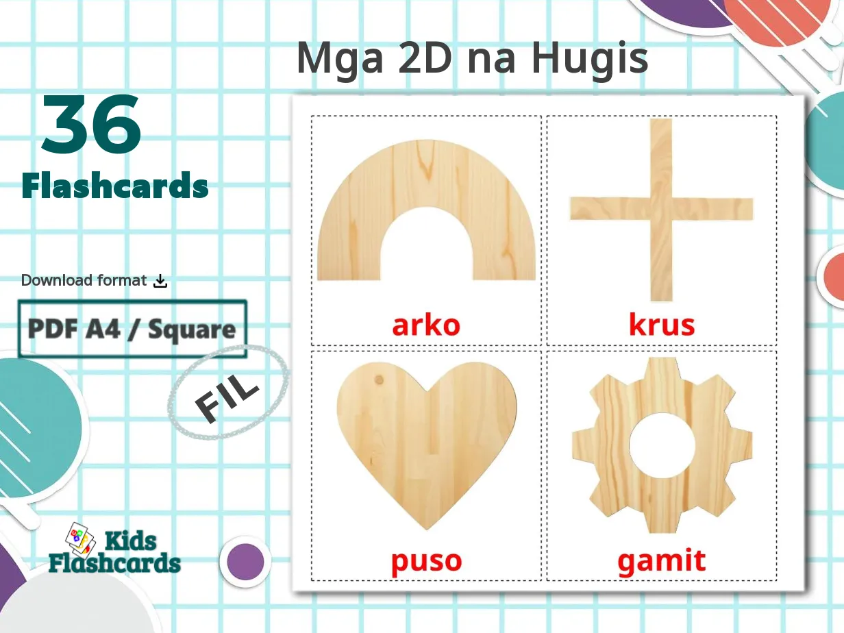 36 Printable 2D Shapes Flashcards in Filipino (Free PDF)
