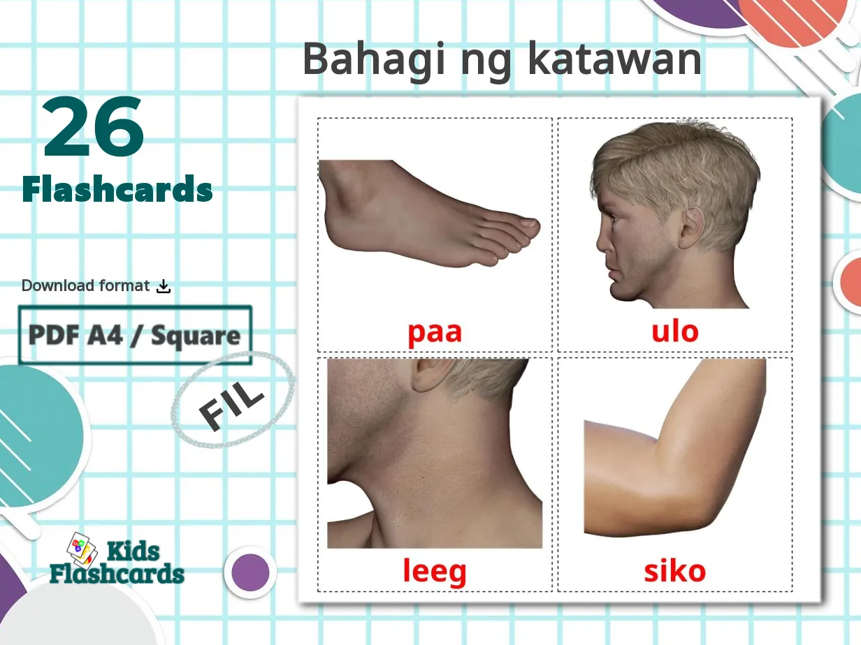 26 Printable Body Parts Flashcards in Filipino (Free PDF)