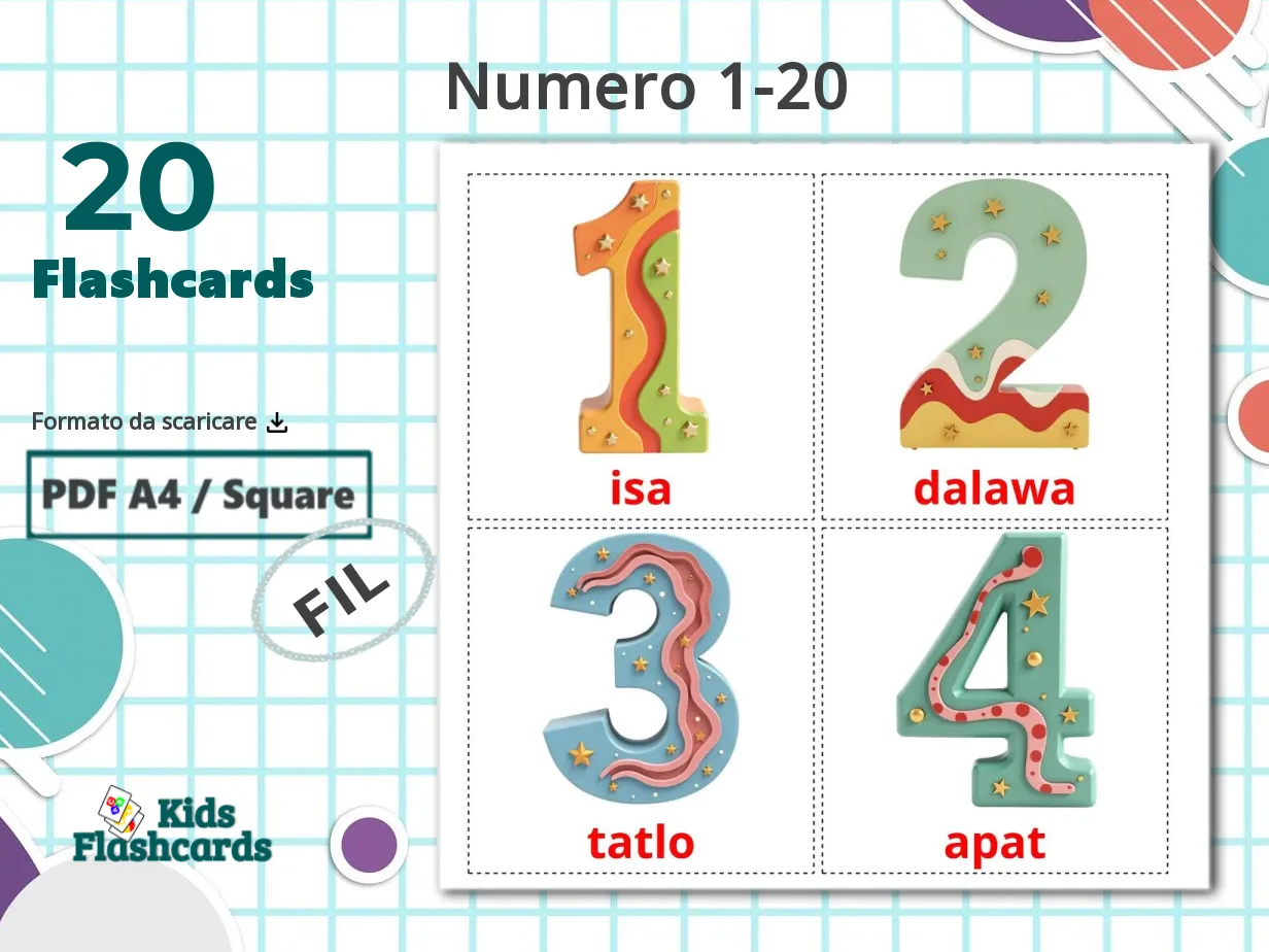 20 Flashcard GRATUITE sui Numeri (1-20) in 4 Formati PDF | Immagini in ...