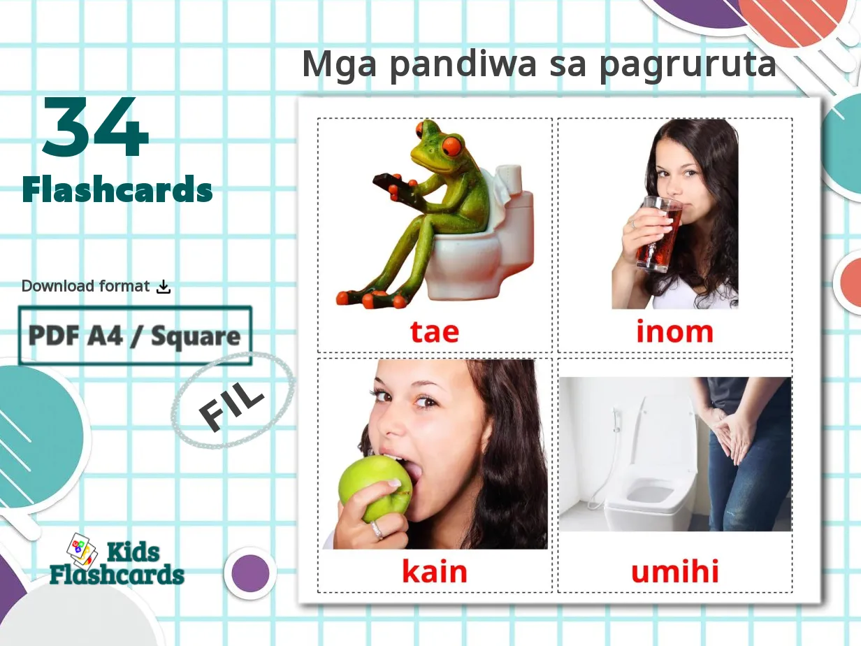 34 Printable Routine verbs Flashcards in Filipino (Free PDF)