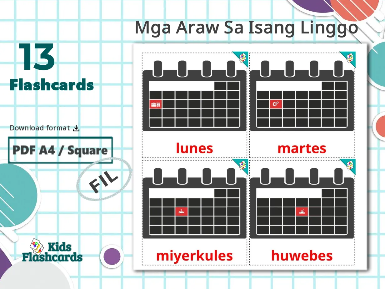 13 Printable Days of Week Flashcards in Filipino (Free PDF)