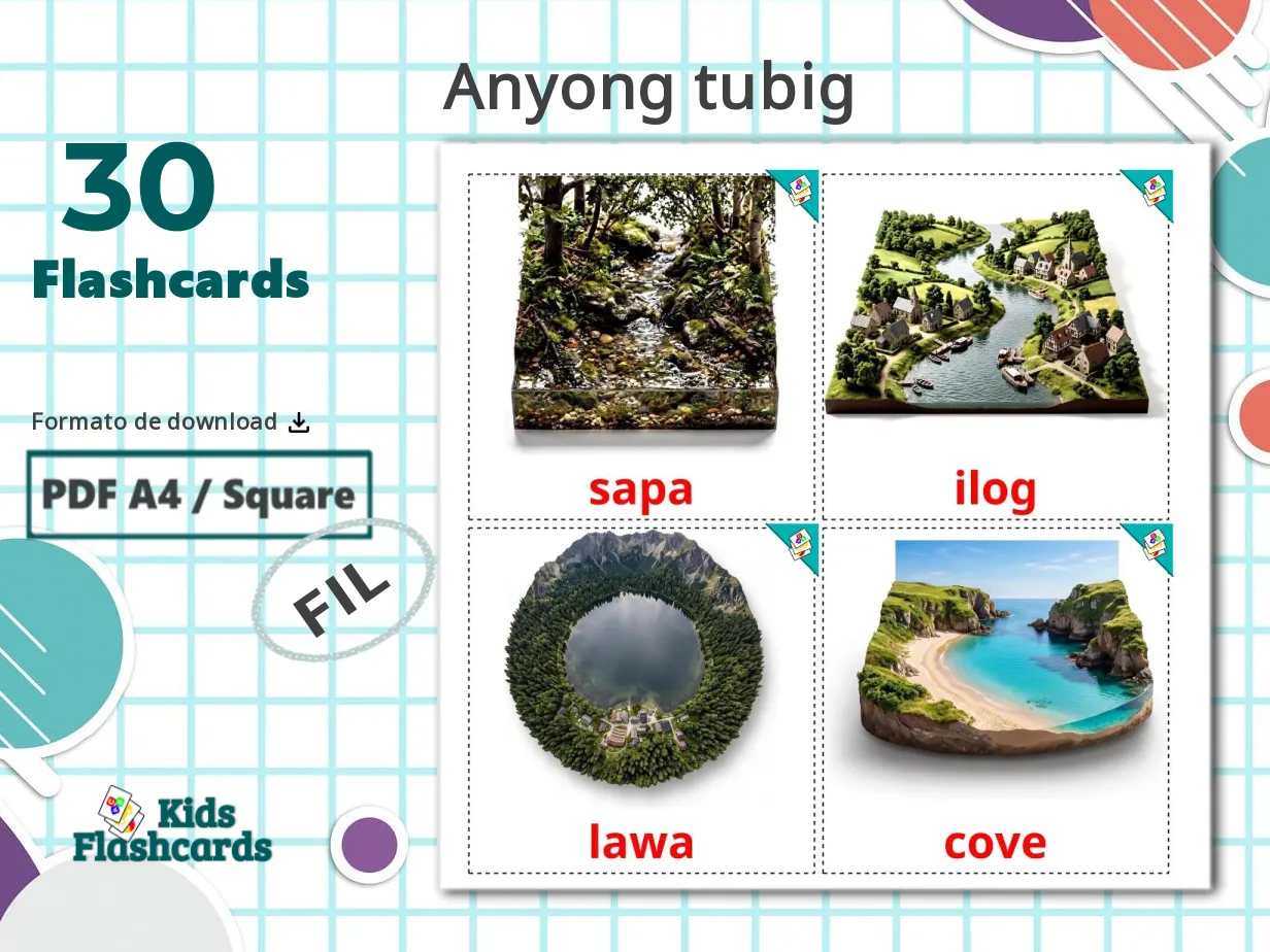 30 Cartões linguagem de Corpos de água GRÁTIS em 4 formatos PDF ...