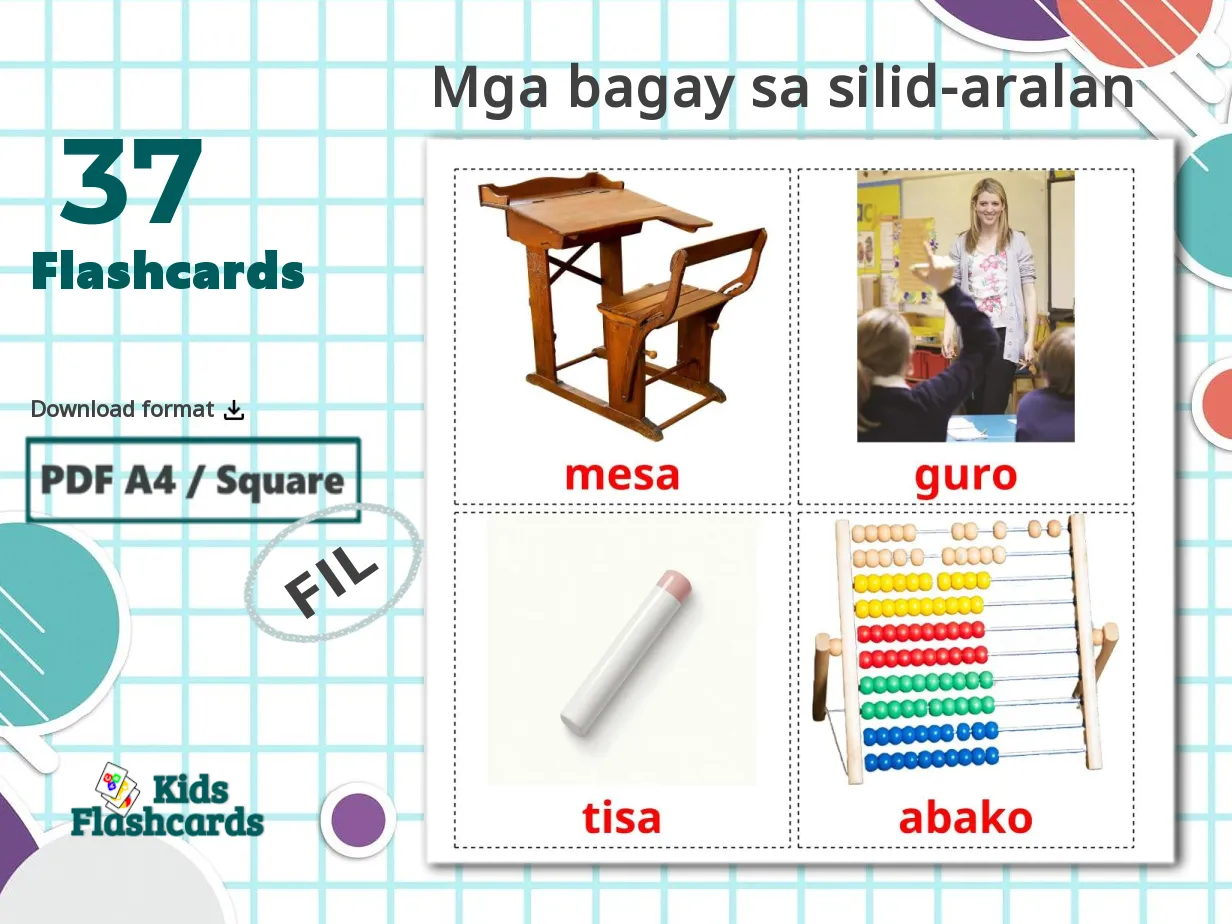 37 Printable Classroom objects Flashcards in Filipino (Free PDF)