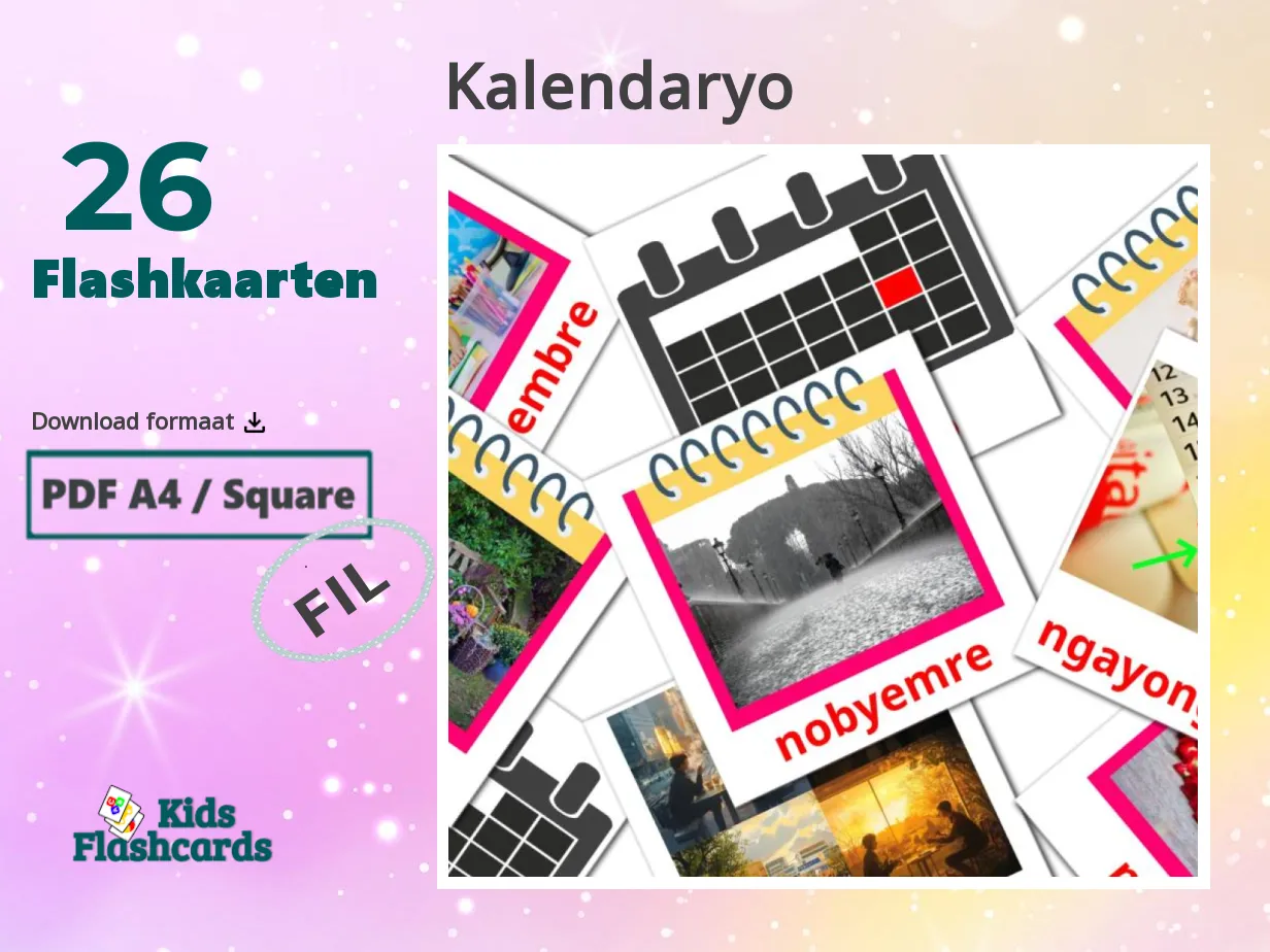 26 GRATIS Kalender Leerkaarten voor Kinderen in het Filipino | 4 ...