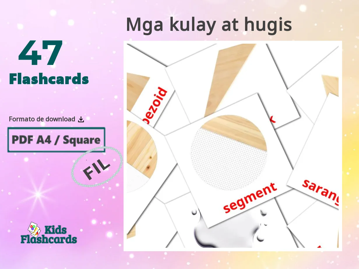 47 Flashcards de Cores e formas GRÁTIS em Filipino | 4 PDFs imprimíveis