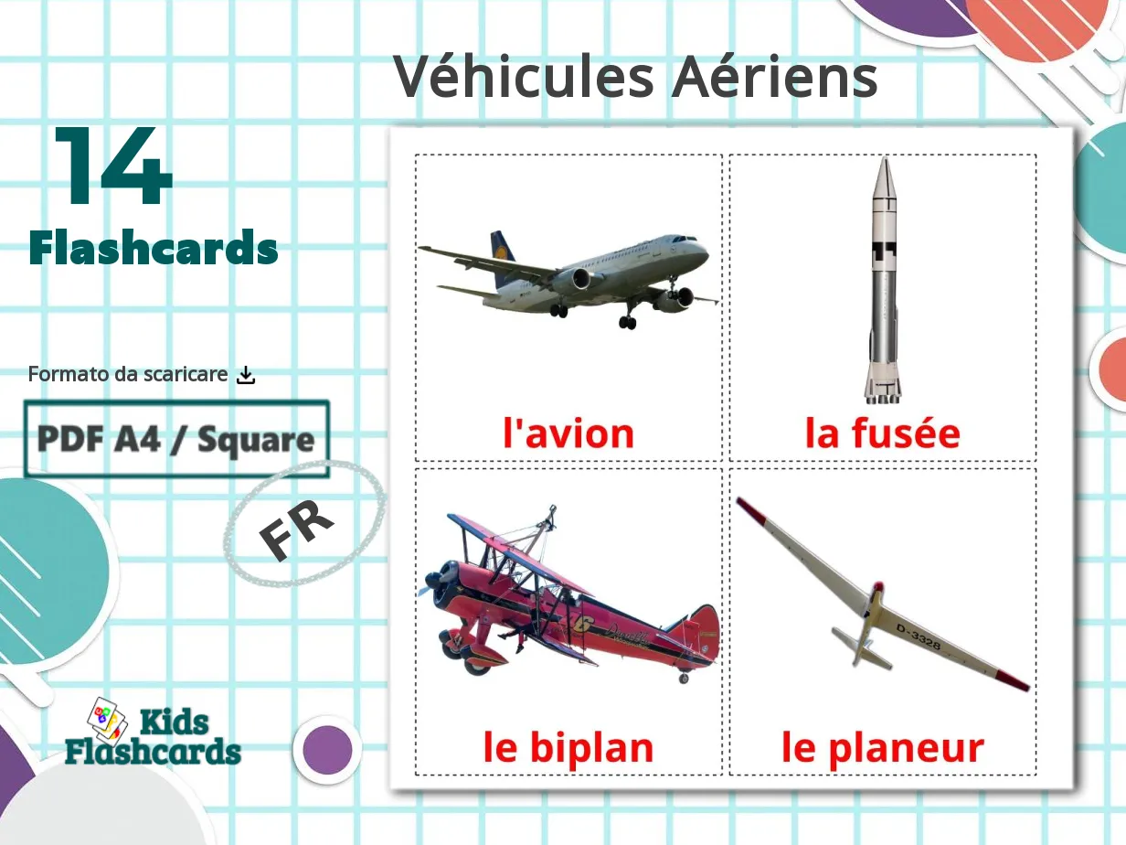14 Flashcard GRATUITE sui Aereo in 4 Formati PDF | Immagini in Francese