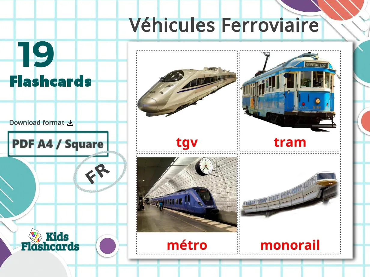 19 Printable Rail transport Flashcards in French (Free PDF)