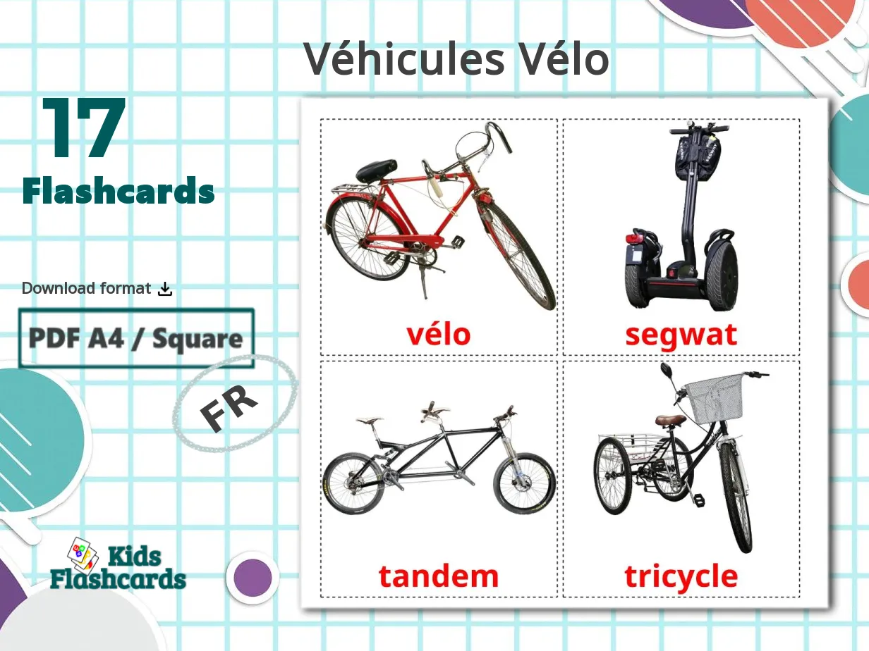 17 Printable Bicycle transport Flashcards in French (Free PDF)