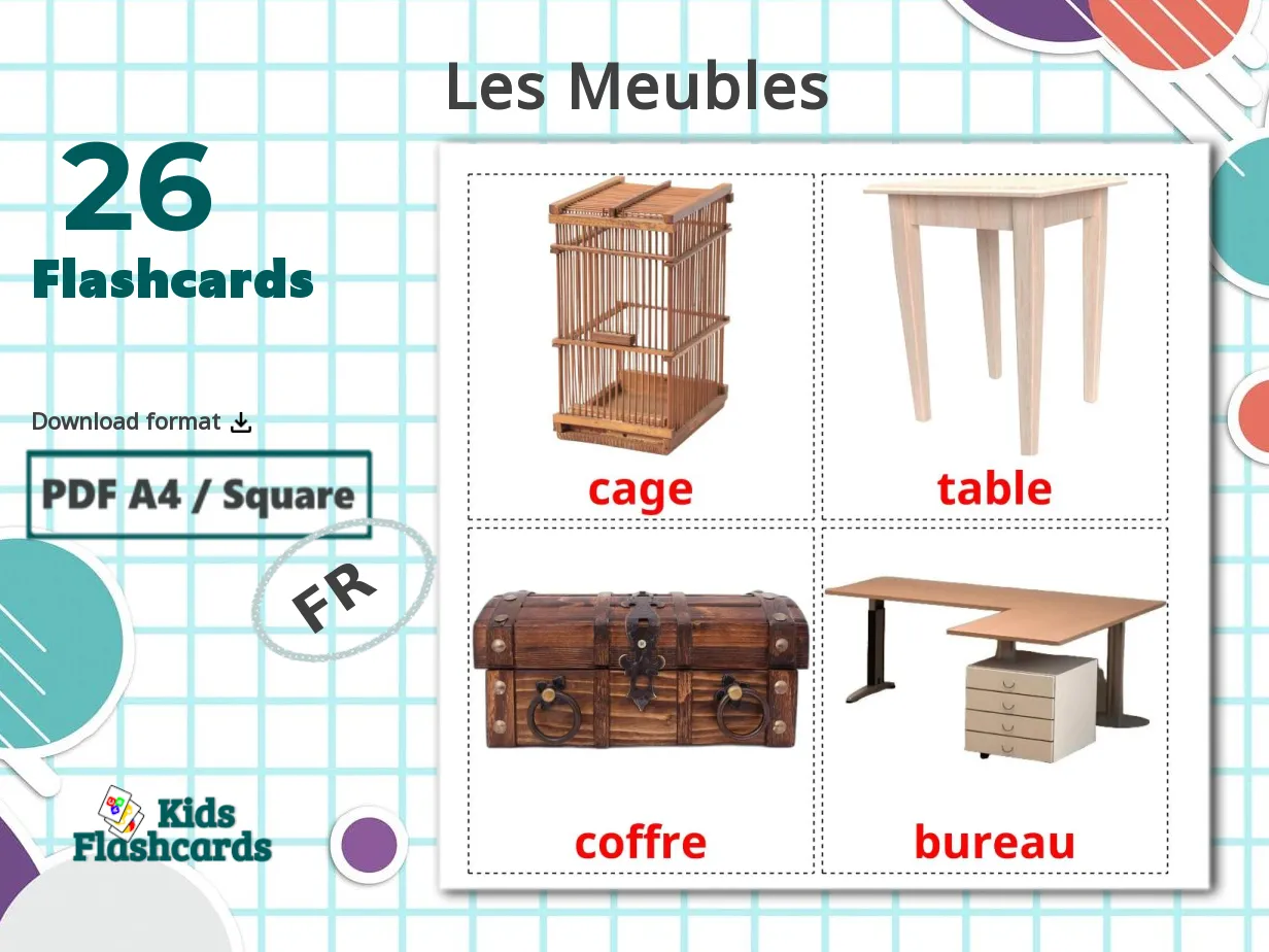 26 Printable Furniture Flashcards in French (Free PDF)