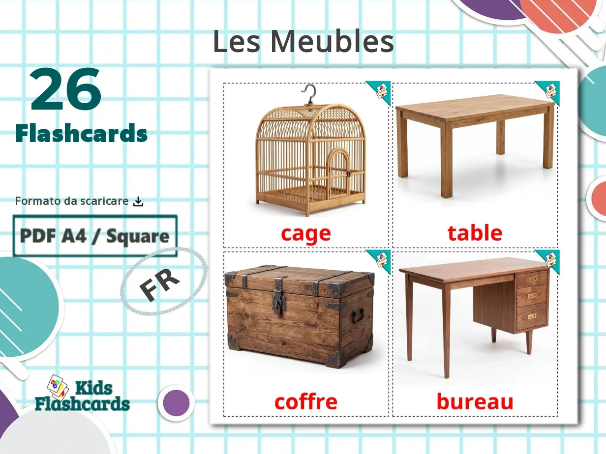 26 Flashcard GRATUITE sui Mobilia in 4 Formati PDF | Immagini in Francese