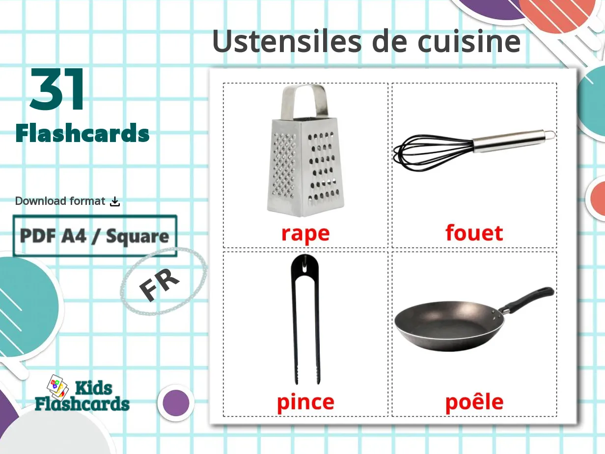31 Printable Kitchenware Flashcards in French (Free PDF)