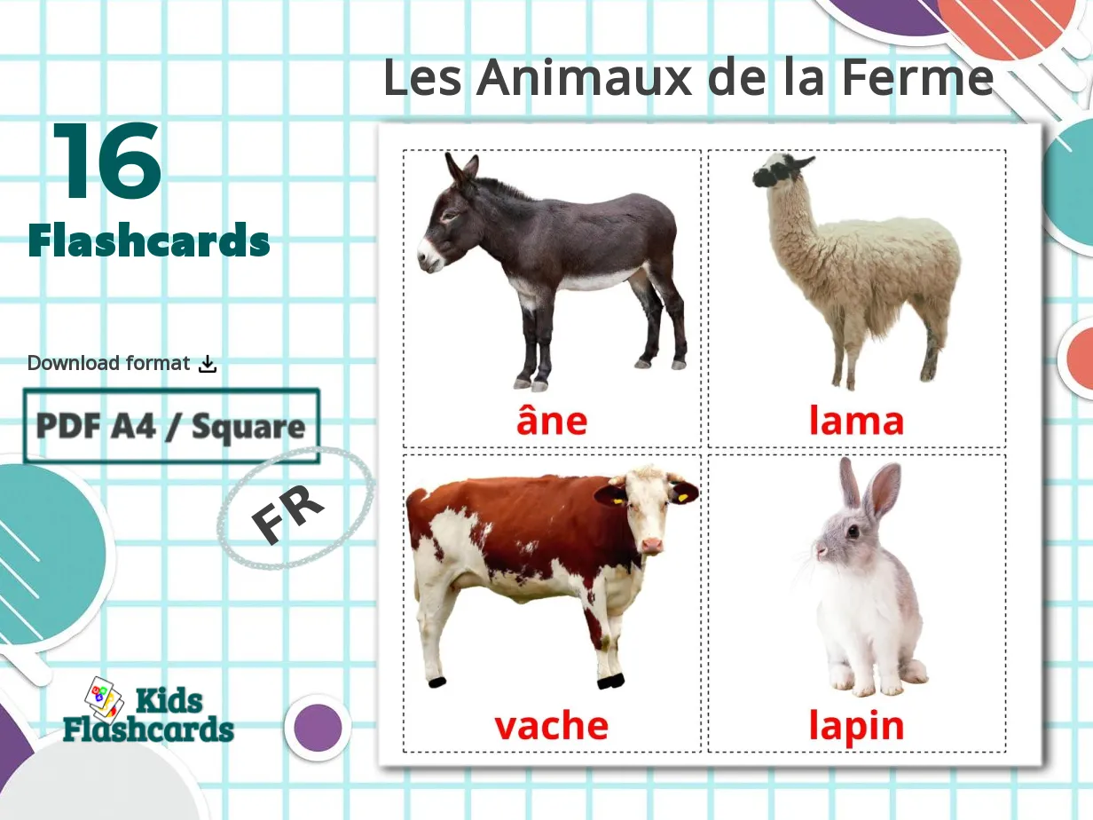 16 Printable Farm animals Flashcards in French (Free PDF)