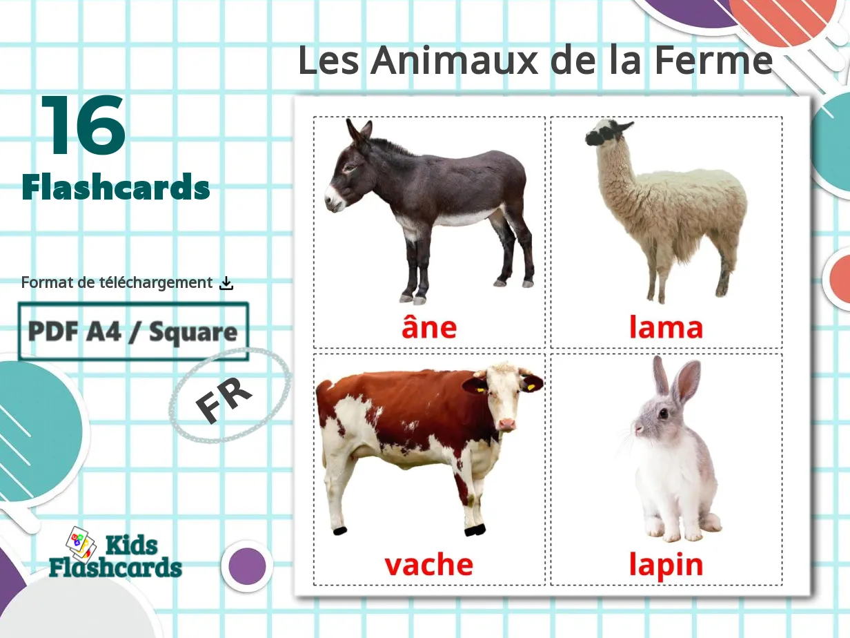 16 Cartes de Vocabulaire pour Enfants GRATUITES Les Animaux de la Ferme ...