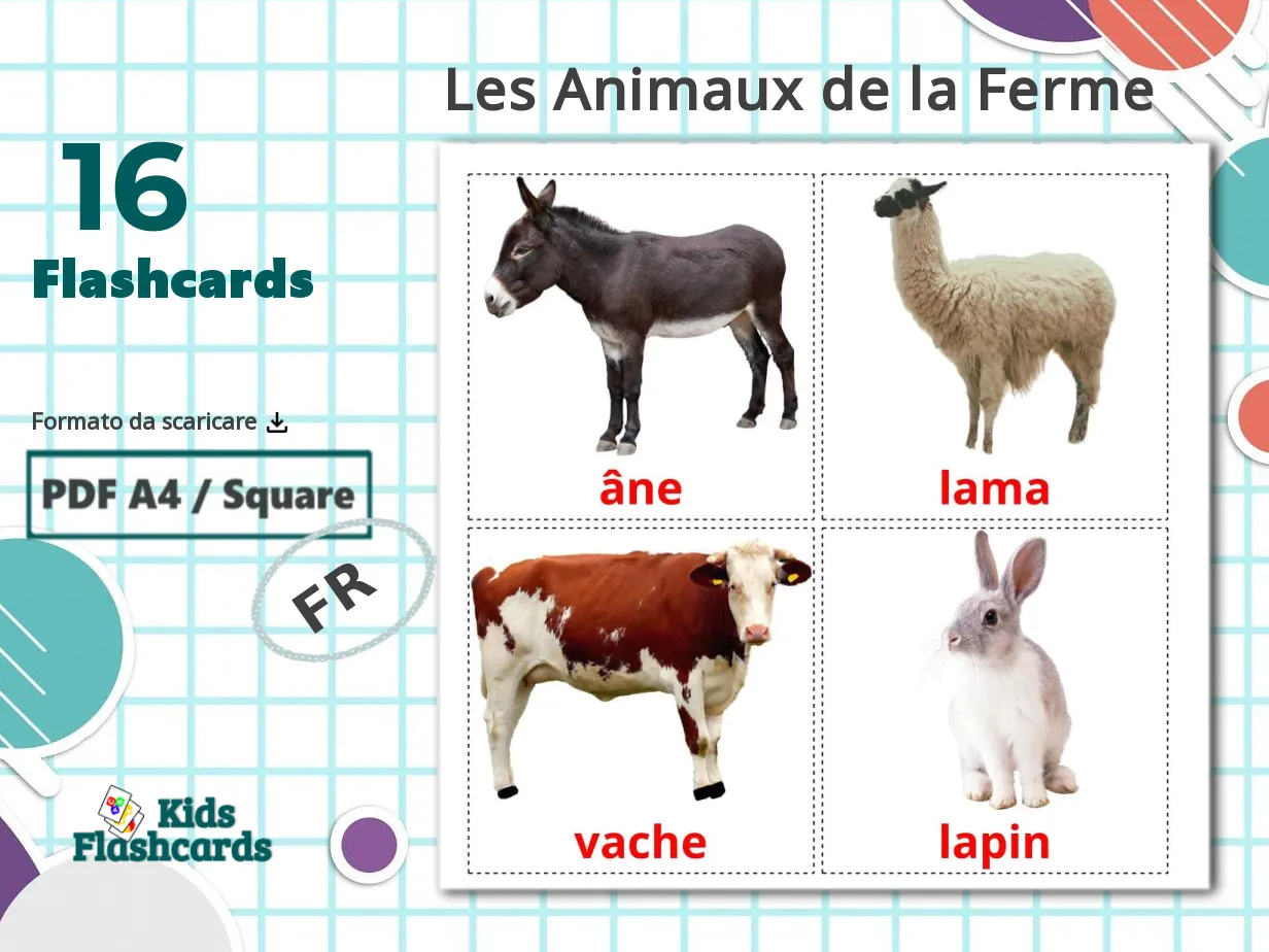 16 Flashcard GRATUITE sui Animali da fattoria in 4 Formati PDF ...