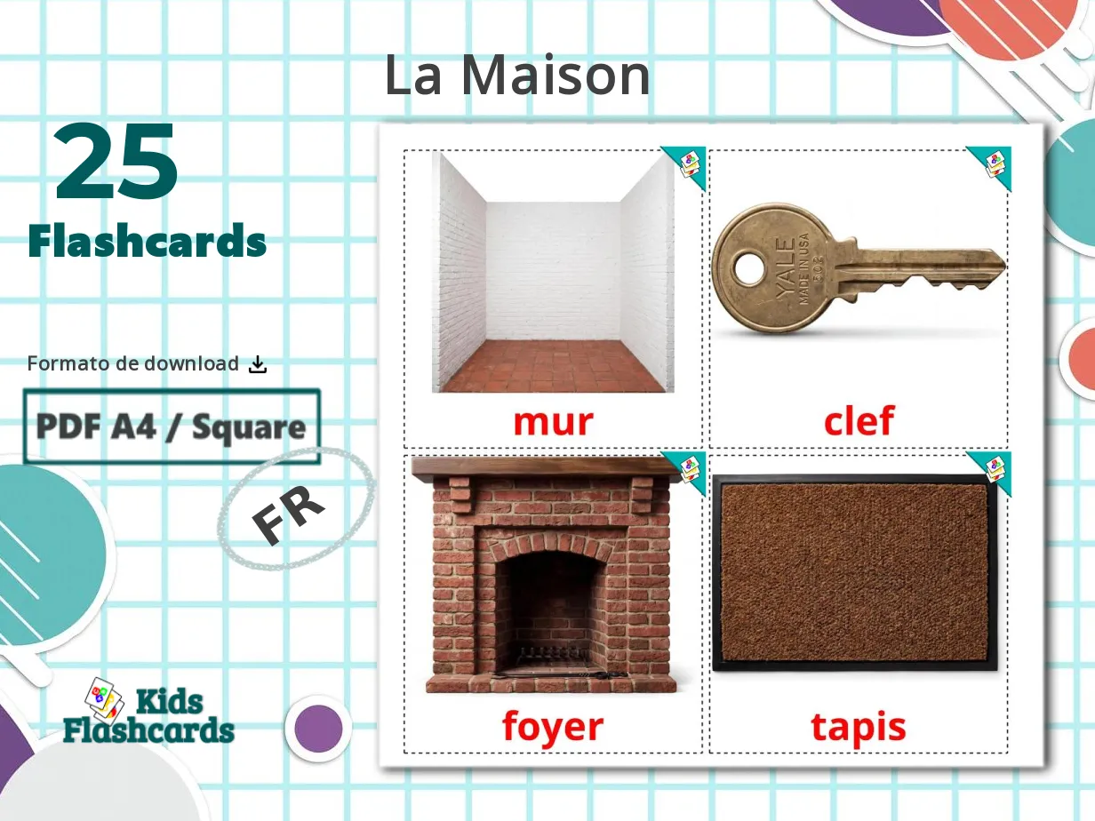 25 Cartões linguagem de Casa GRÁTIS em 4 formatos PDF | Francês Pictures