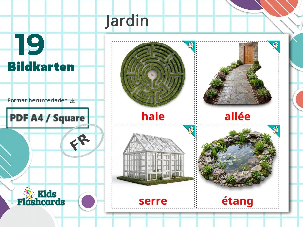 19 Garten Bildkarten in PDF | Französisch Bilder