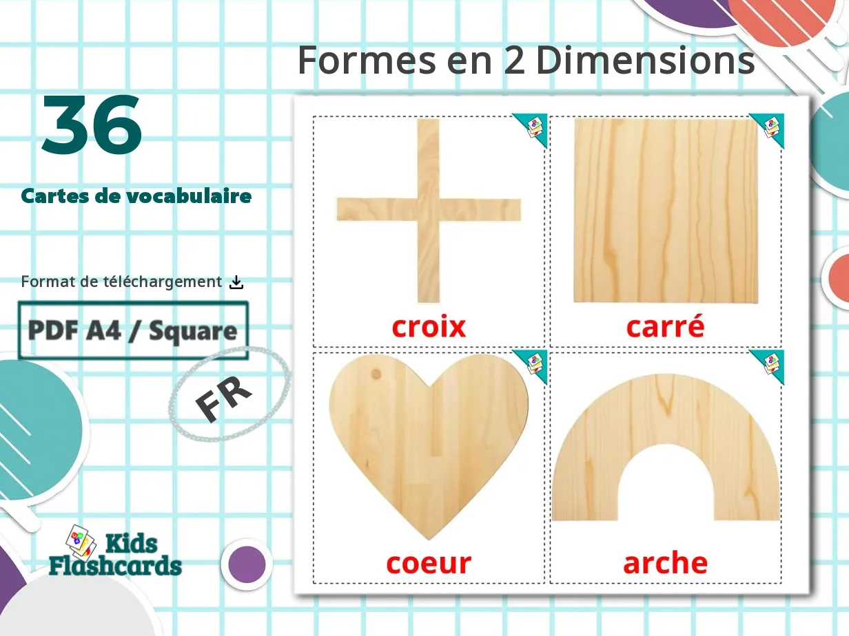 36 Cartes de Vocabulaire pour Enfants GRATUITES Formes en 2 Dimensions ...
