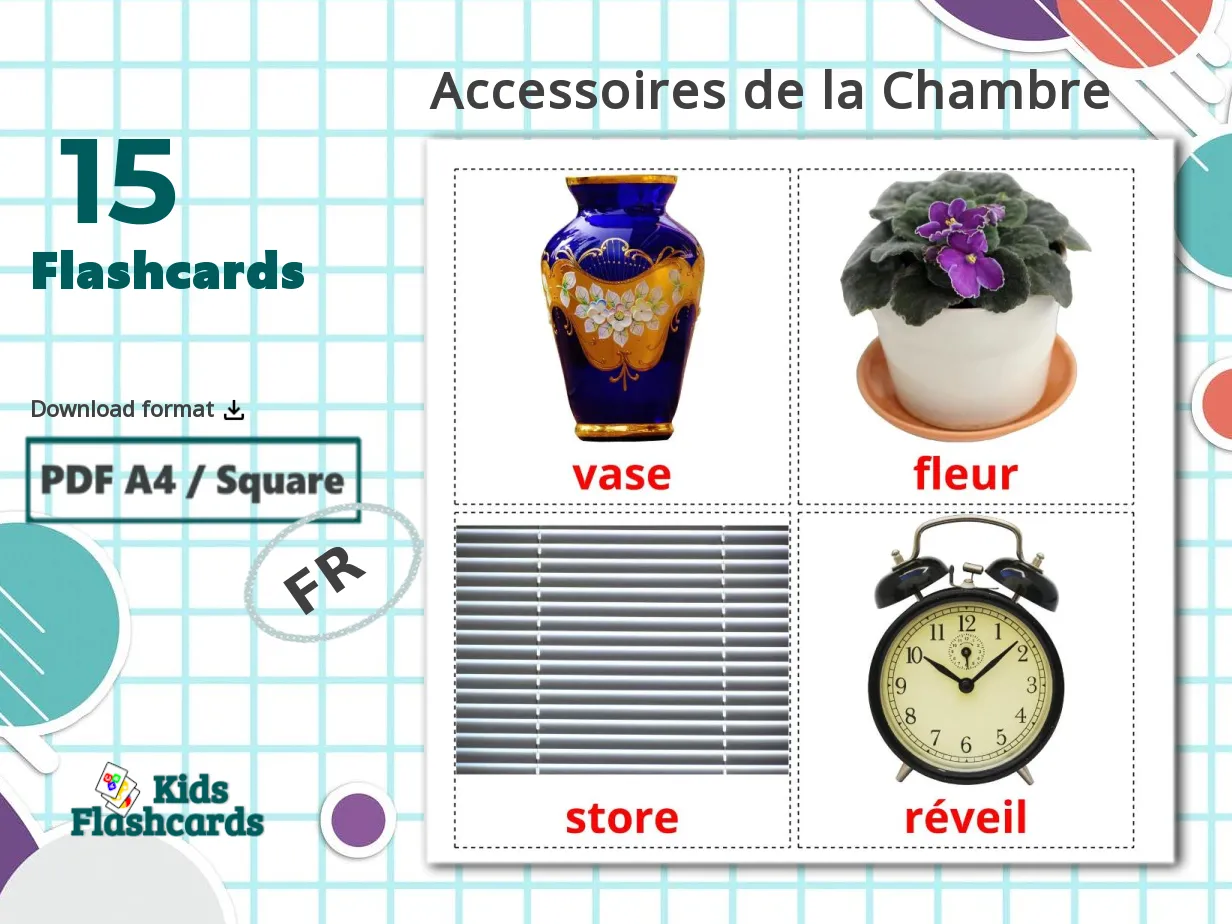 15 Printable Bedroom accessories Flashcards in French (Free PDF)