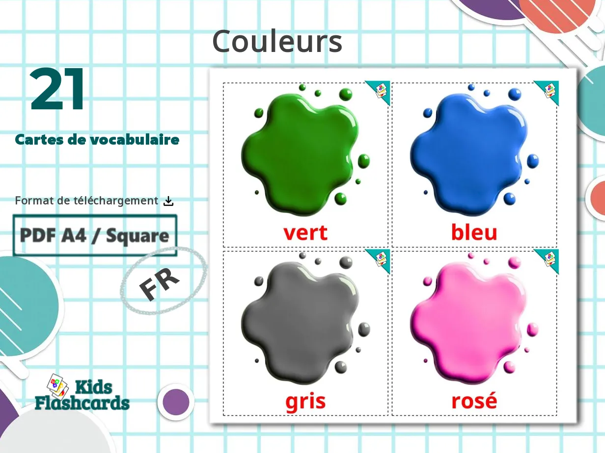 21 Cartes de Vocabulaire pour Enfants GRATUITES Couleurs à Imprimer en ...