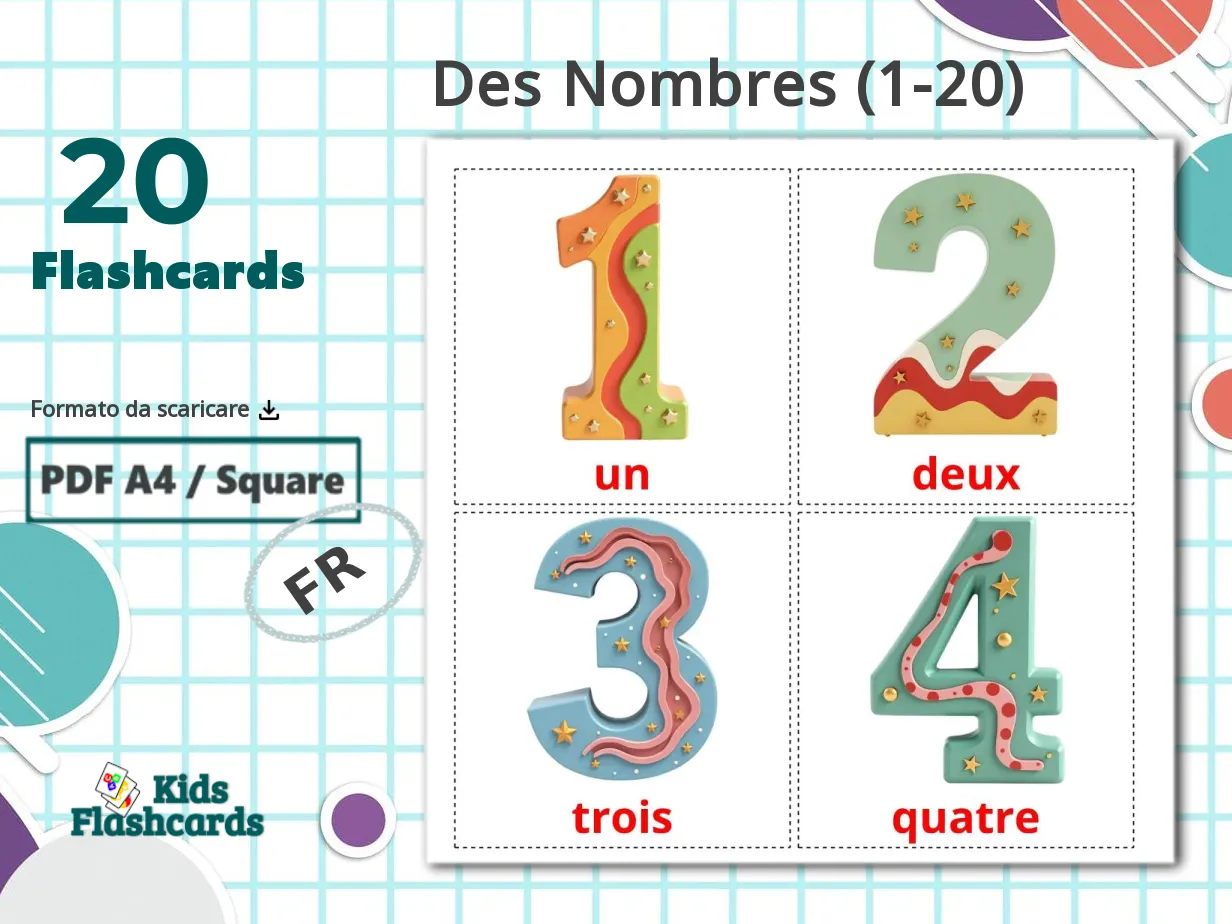 20 Flashcard GRATUITE sui Numeri (1-20) in 4 Formati PDF | Immagini in ...