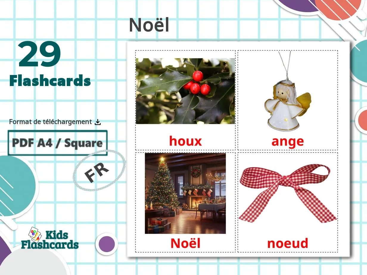 29 Cartes de Vocabulaire pour Enfants GRATUITES Noël à Imprimer en ...