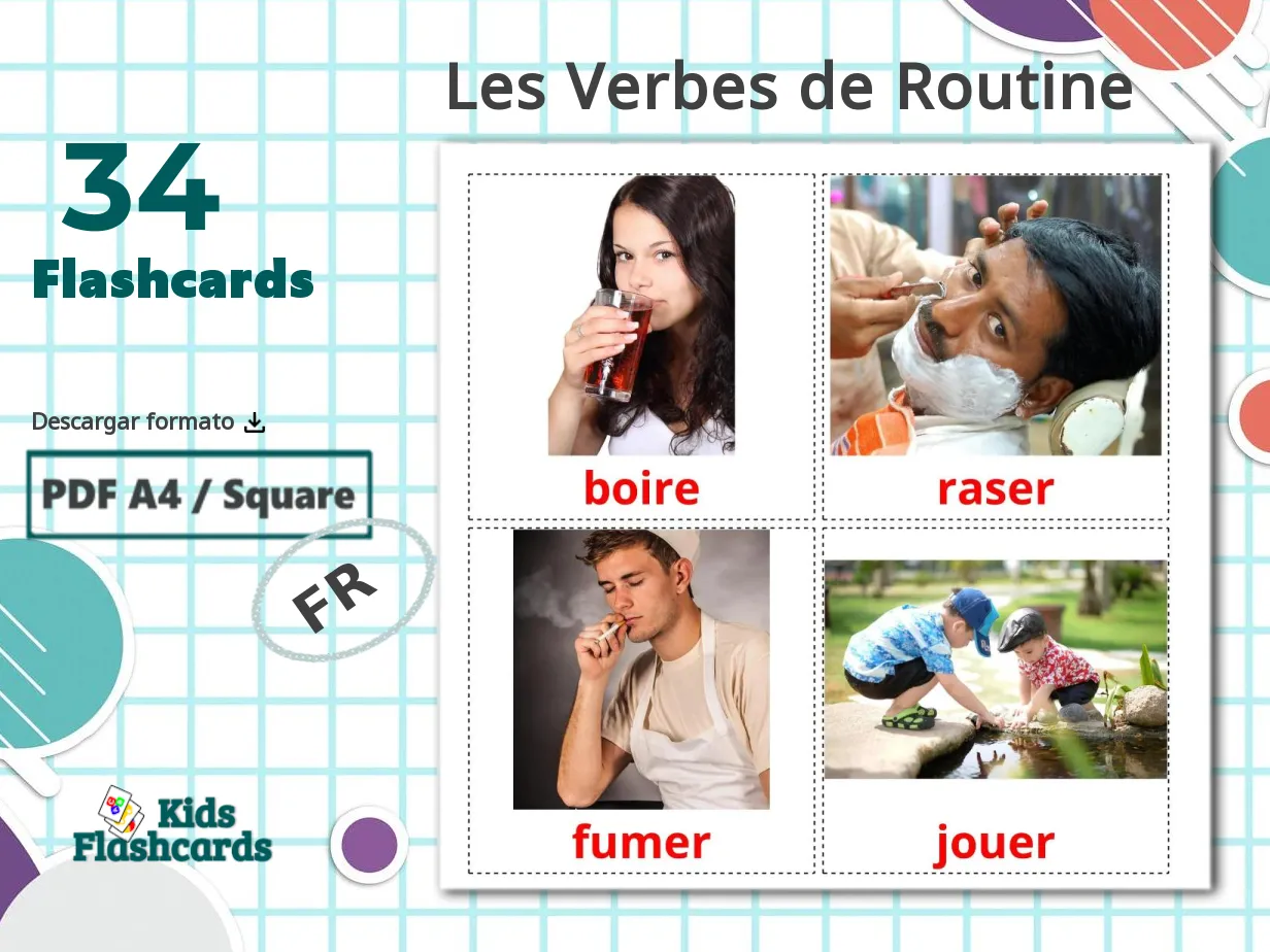 34 Tarjetas de Aprendizaje de Verbos de rutina GRATIS en PDF | Imágenes ...