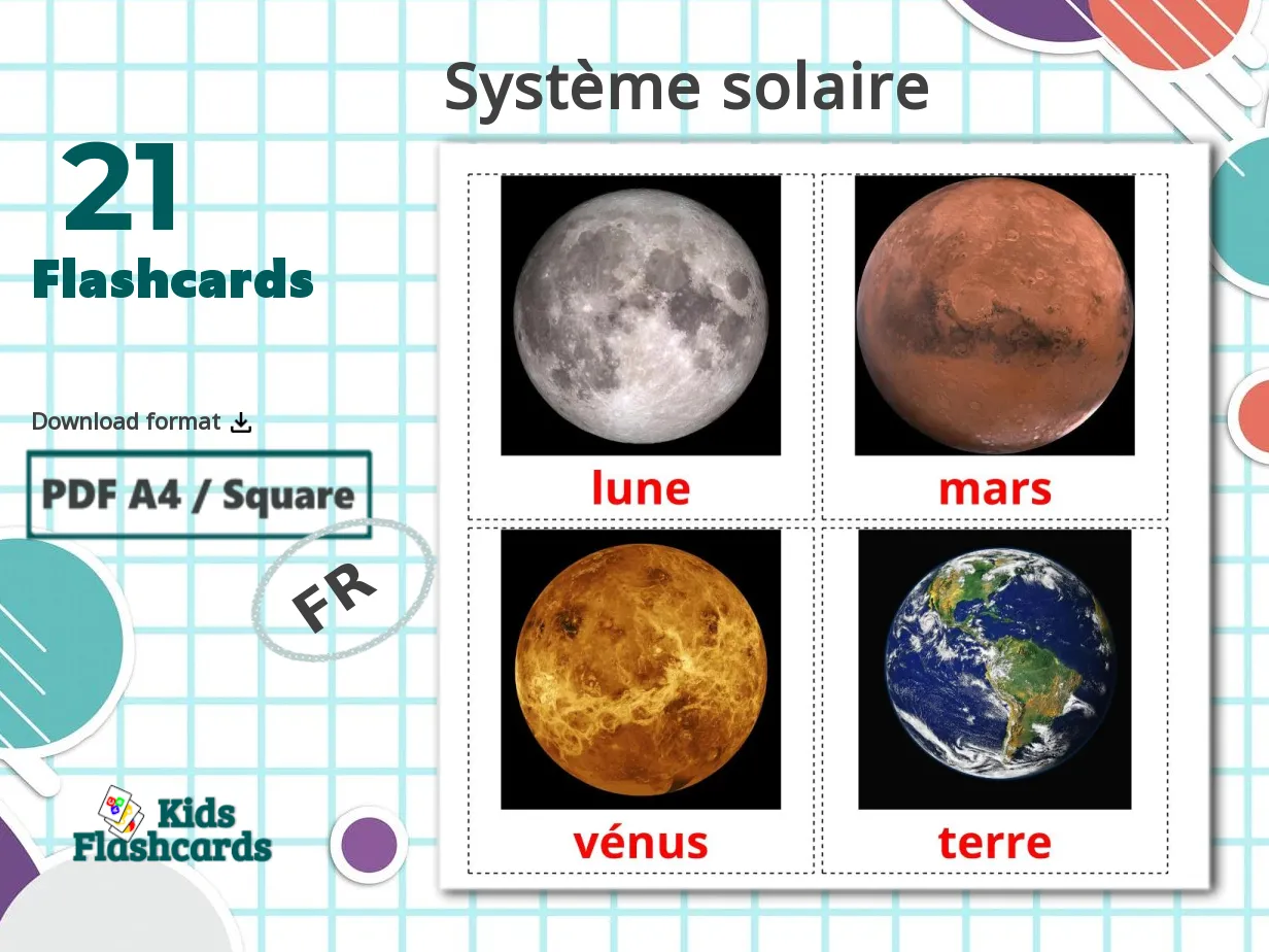 21 Printable Solar System Flashcards in French (Free PDF)