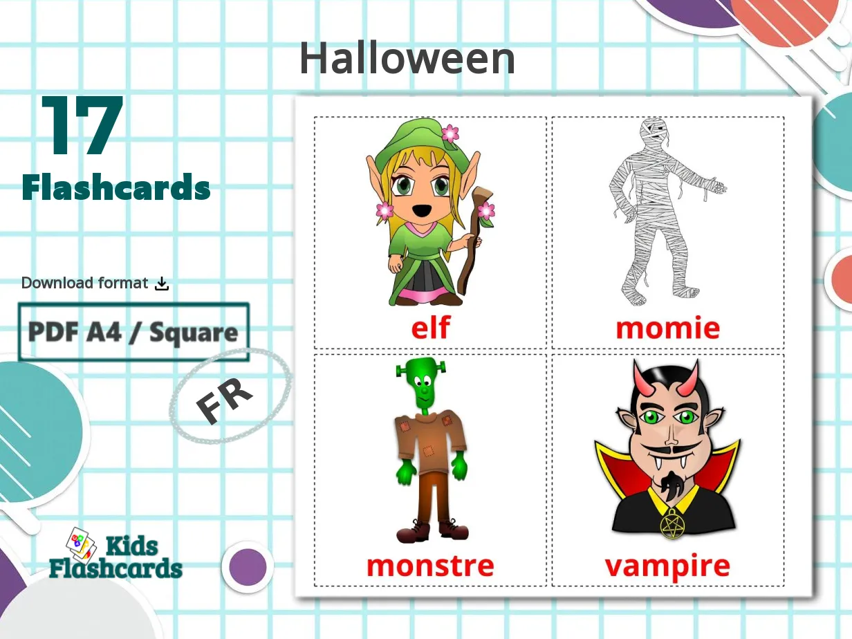 17 Printable Halloween Flashcards in French (Free PDF)