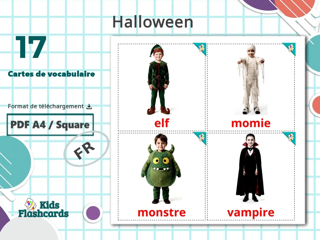 17 Cartes de Vocabulaire pour Enfants GRATUITES Halloween à Imprimer en ...