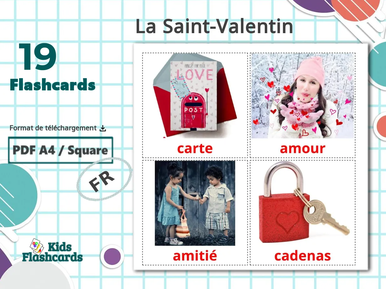 19 Cartes de Vocabulaire pour Enfants GRATUITES La Saint-Valentin à ...