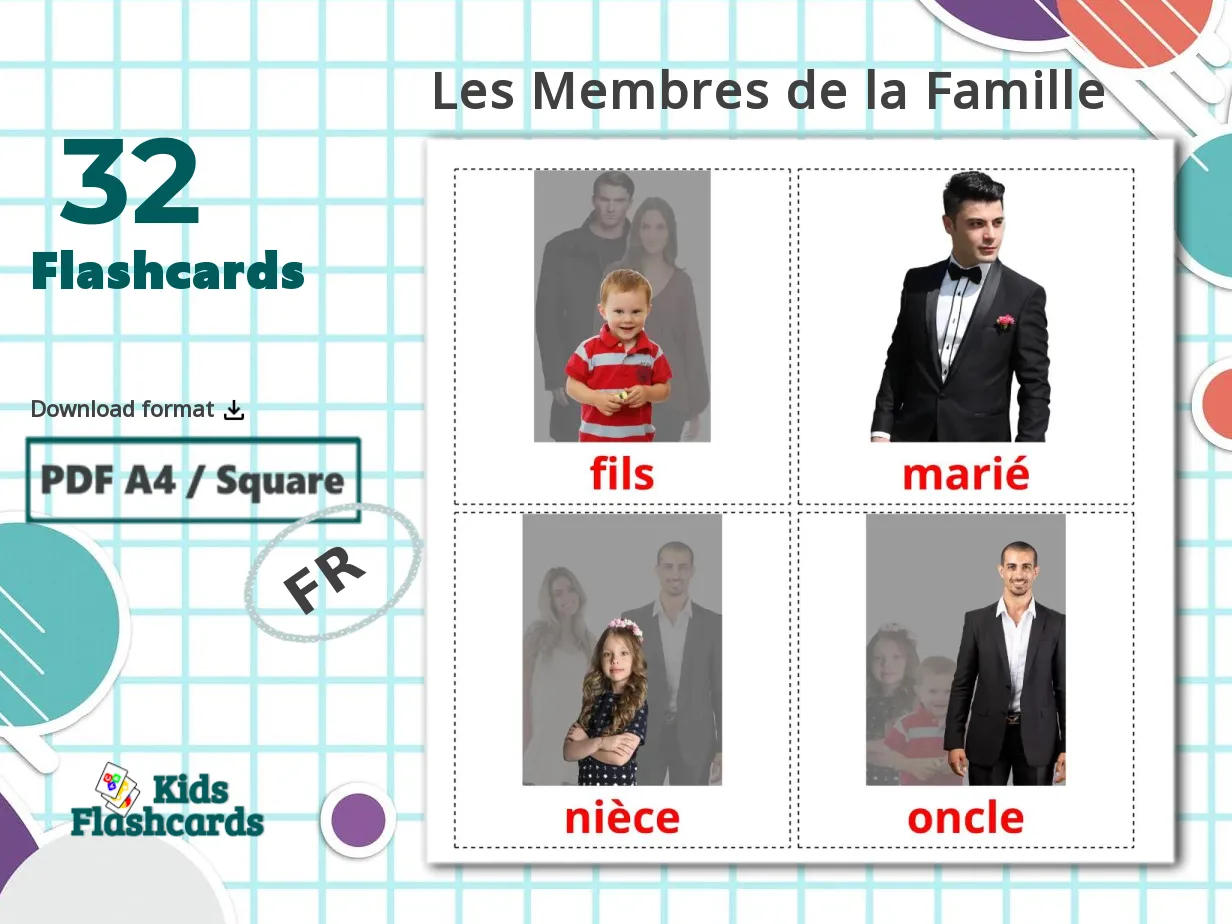 32 Printable Family members Flashcards in French (Free PDF)