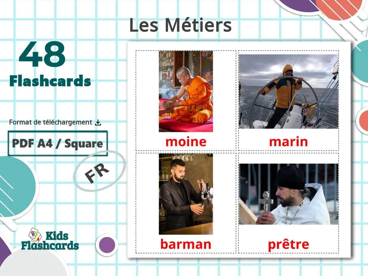 48 Cartes de Vocabulaire pour Enfants GRATUITES Les Métiers à Imprimer ...