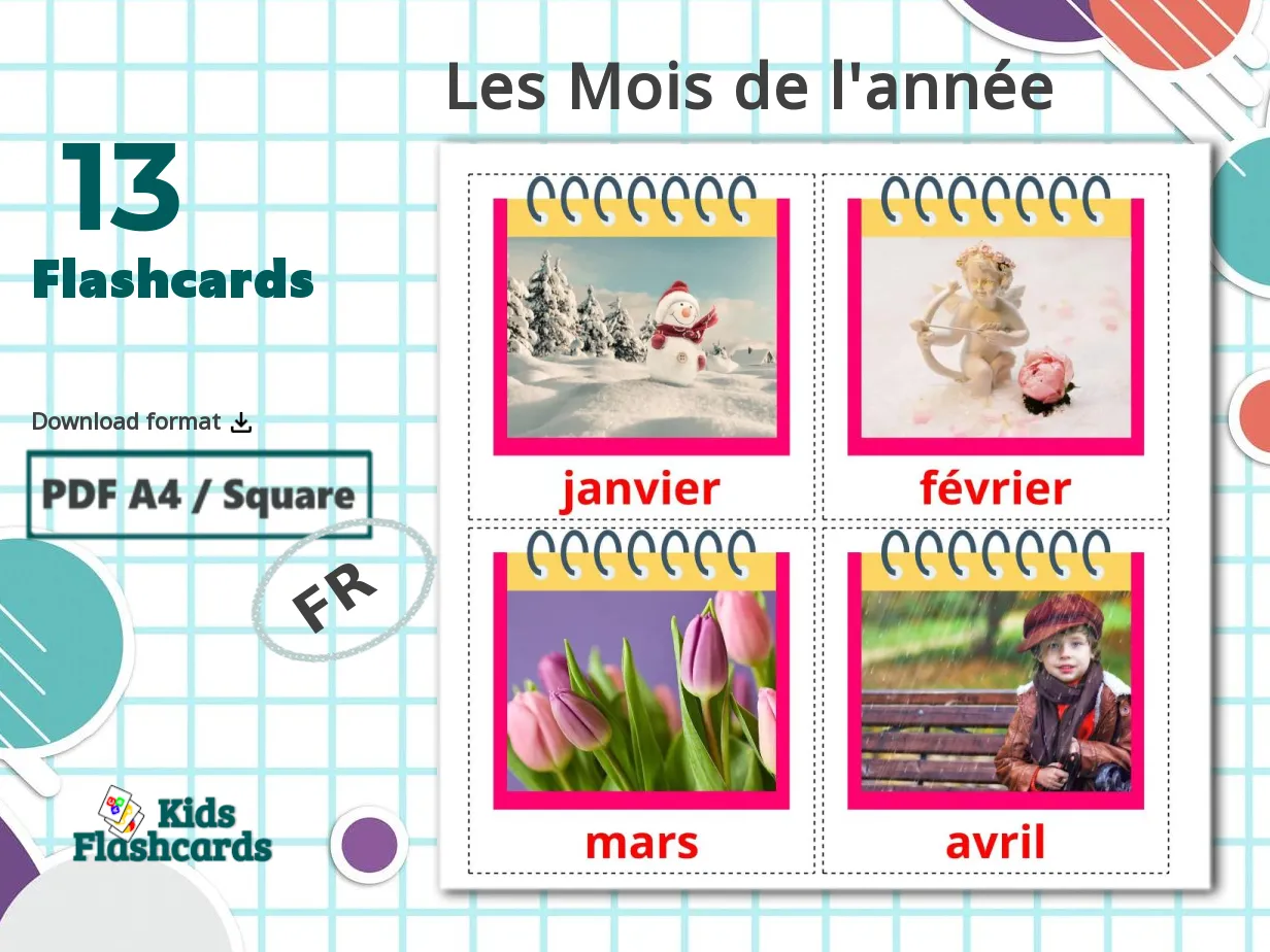 13 Printable Months of the Year Flashcards in French (Free PDF)