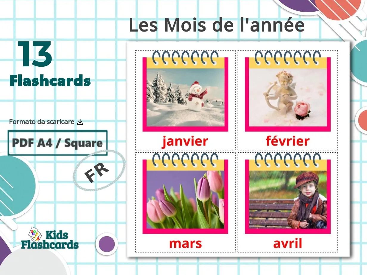 13 Flashcard GRATUITE sui Mesi dell'anno in 4 Formati PDF | Immagini in ...