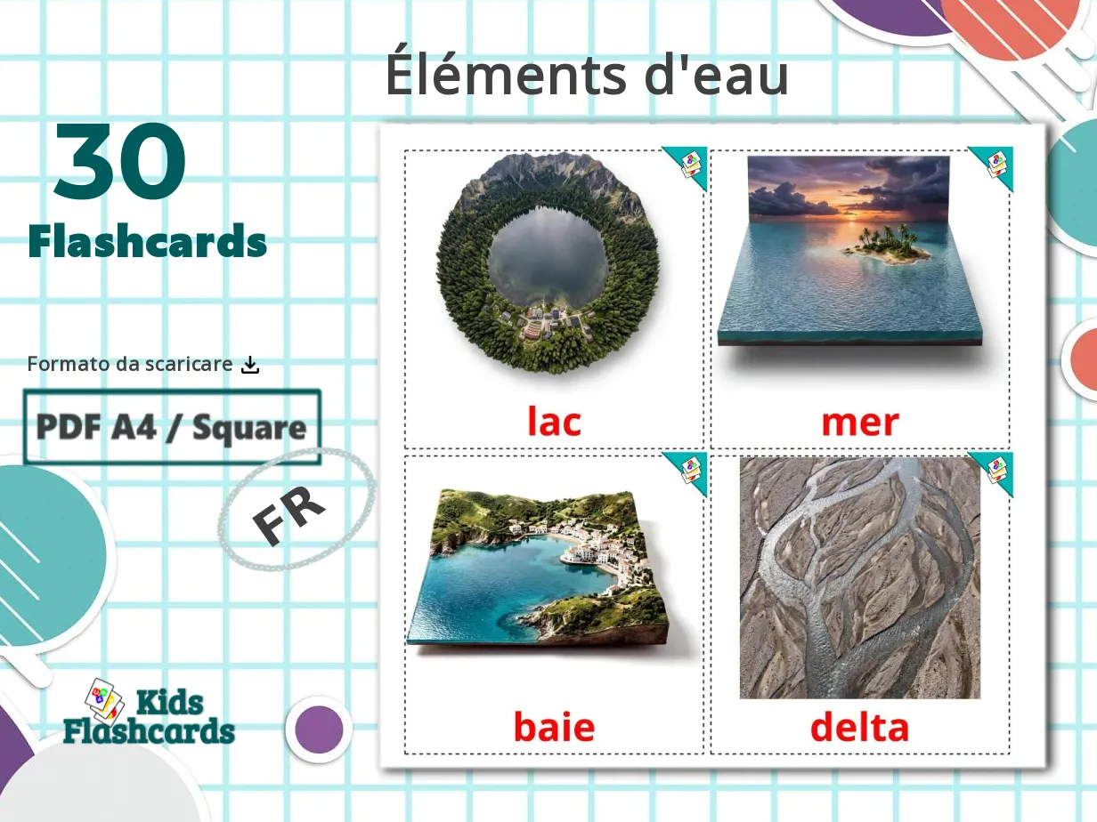 30 Flashcard GRATUITE sui Corpi d'acqua in 4 Formati PDF | Immagini in ...