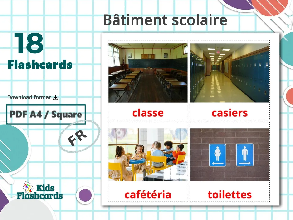 18 Printable School building Flashcards in French (Free PDF)