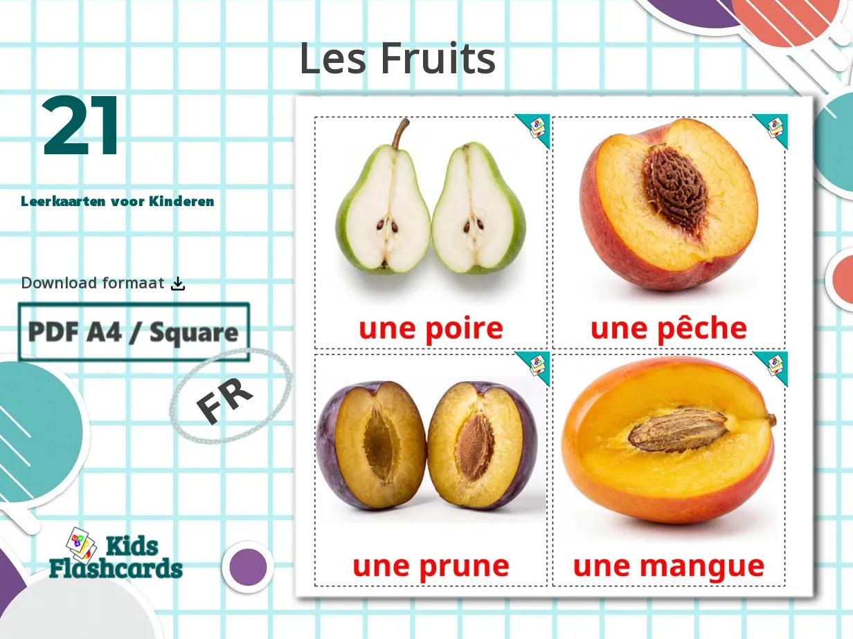 21 GRATIS Fruit Leerkaarten voor Kinderen in 4 PDF formaten | Frans ...